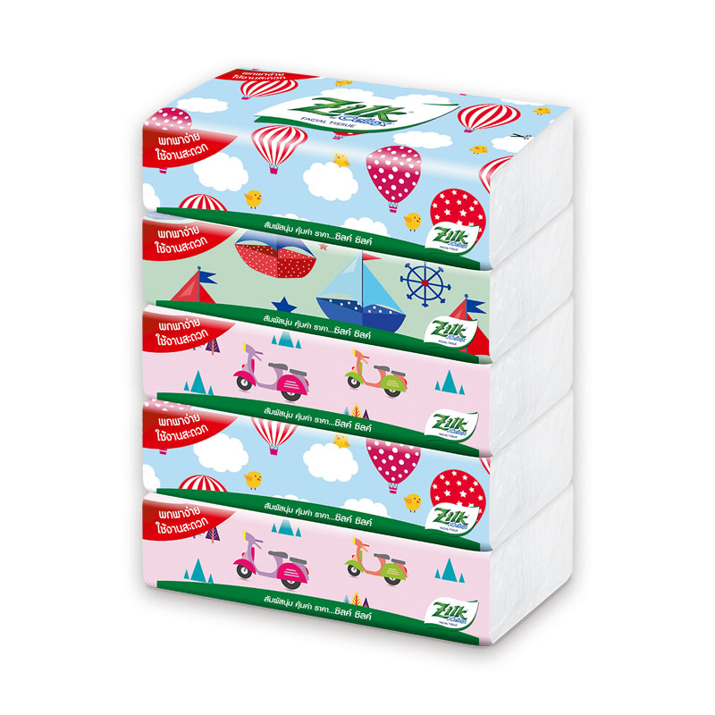 Zilk Softbox Facial Tissue 120sheets×Pack5 ซิลค์ซอฟท์บ๊อกซ์ กระดาษเช็ด ...