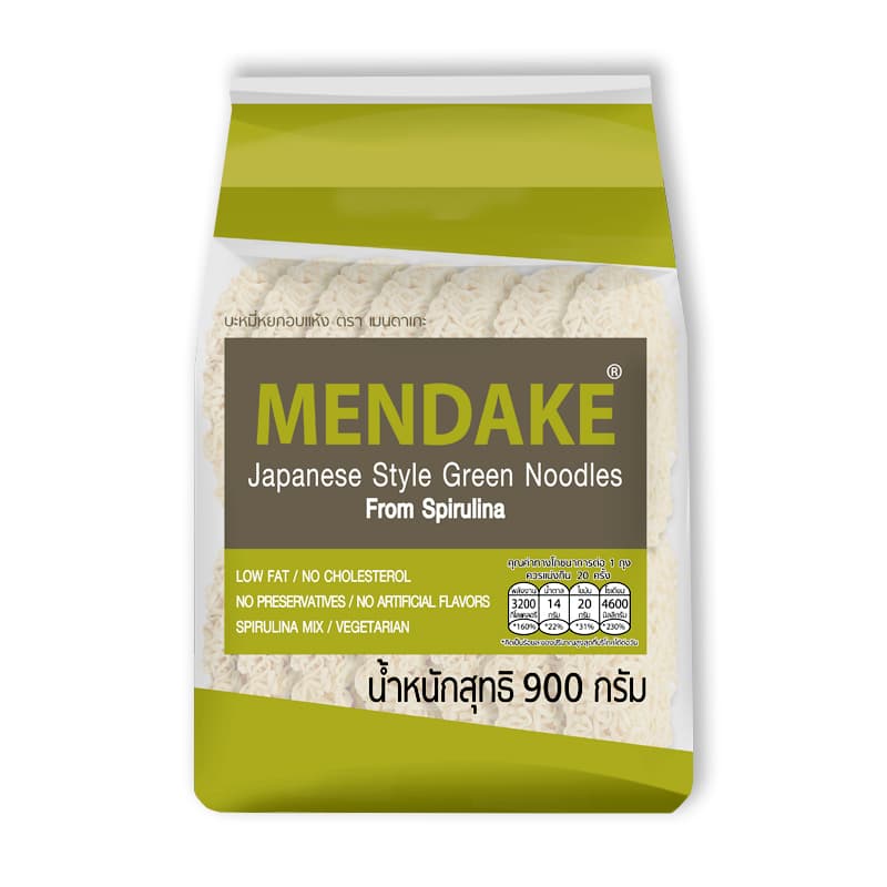 Mendake Japanese Style Green Noodle 900g. เมนดาเกะ บะหมี่หยกญี่ปุ่น 900 ...