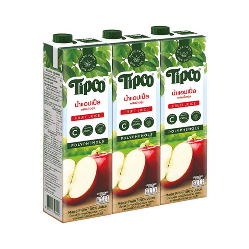 Tipco Apple Juice(J) 1000ml.×3 ทิปโก้ แอปเปิ้ลผสมน้ำองุ่น 1000มล.×3 ...